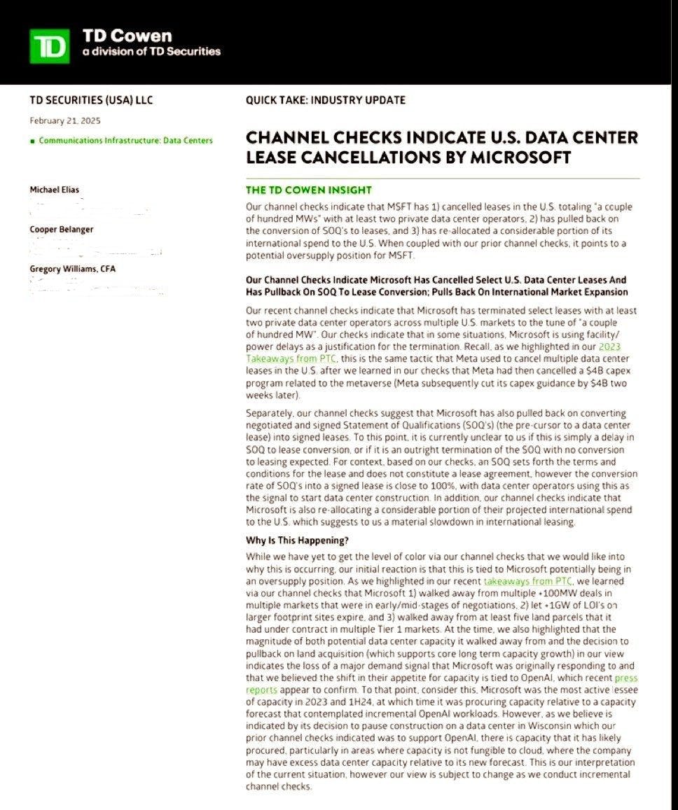 Does It Matter If Microsoft Is Cancelling AI Data Center Leases? | Data ...